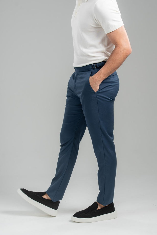 Calça Blaine Alfaiataria Com Ajuste Lateral - Linha Rich - Azul Escuro ...