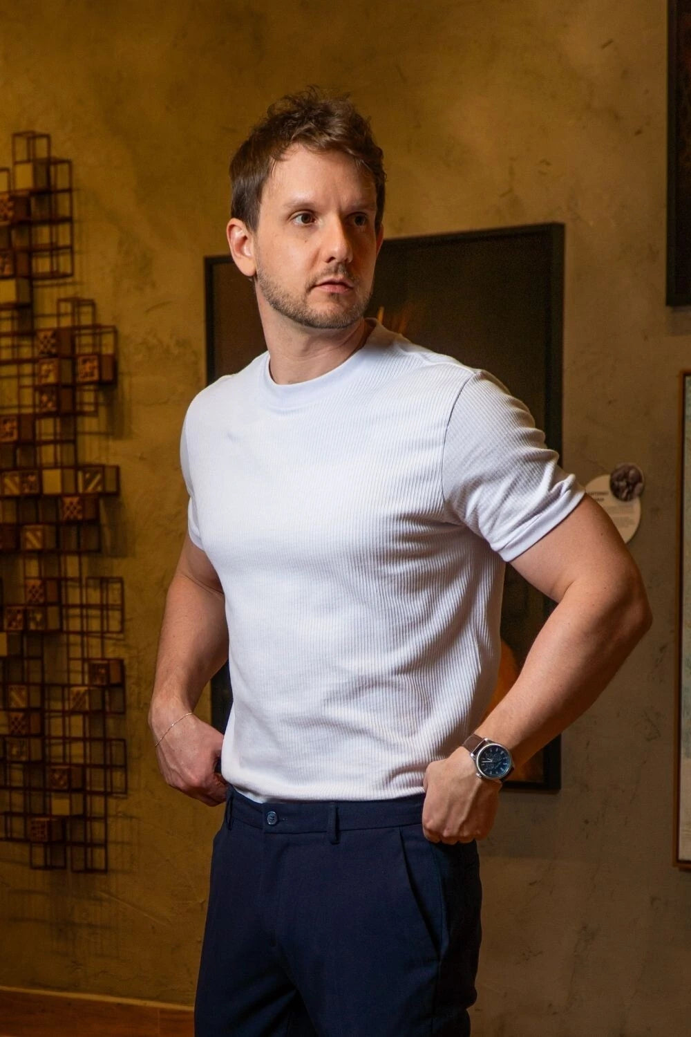 Camiseta Rich Textura Gola Média - Linha Rich - Branco